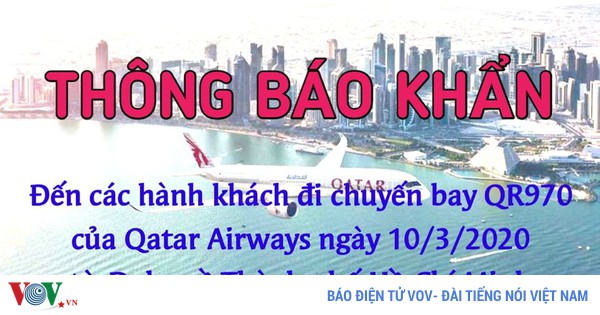 Chuyến bay QR 970 từ Qatar về Tân Sơn Nhất có người nghi mắc Covid-19