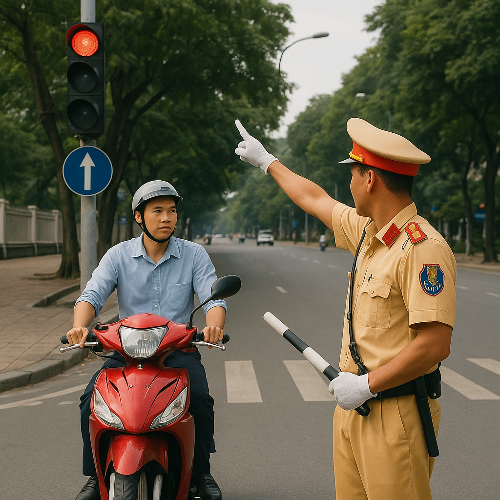 Vượt đèn đỏ theo hiệu lệnh của cảnh sát giao thông, tài xế có bị phạt ...